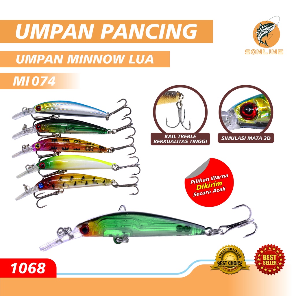 Jual SONLINE Umpan Pancing Minnow Minow Mata 3D 7cm/4g Fishing Lure ...