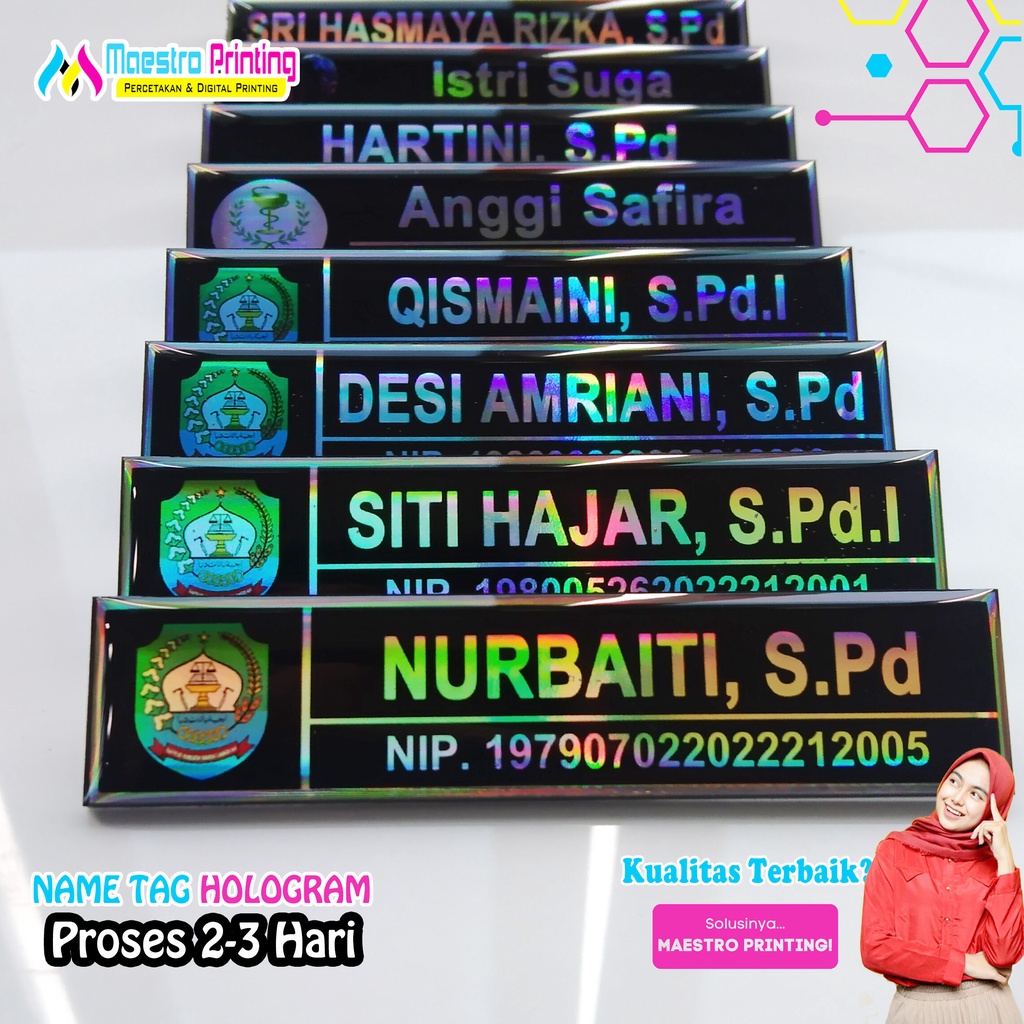 Jual NAME TAG/ BAD NAMA HOLOGRAM PREMIUM MAGNET-PENITI | Shopee Indonesia