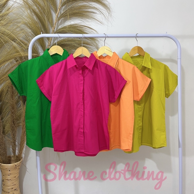 Jual SHANE CLOTHING KEMEJA WANITA POLOS LENGAN PENDEK BAHAN KATUN ...