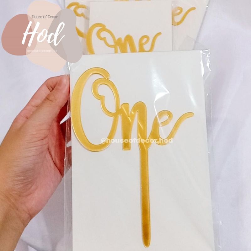 Jual Topper Akrilik One Gold Hiasan Cake Ulang Tahun 1st Birthday ...