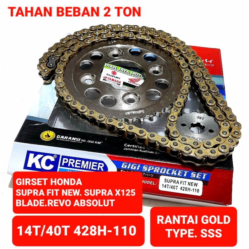 Jual (KCP) Girset kc Premier Honda Supra fit New 14T/40T 428H-110 ...