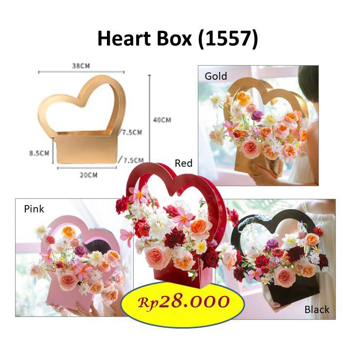 Jual Heart Love Box - kotak bunga bentuk hati - soft box - 1557 ...