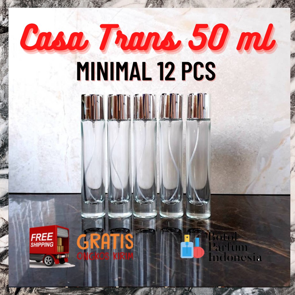 Jual BOTOL PARFUM KOSONG SPRAY KACA 50 ML (CASA TRANSPARAN SILVER 50 ML ...