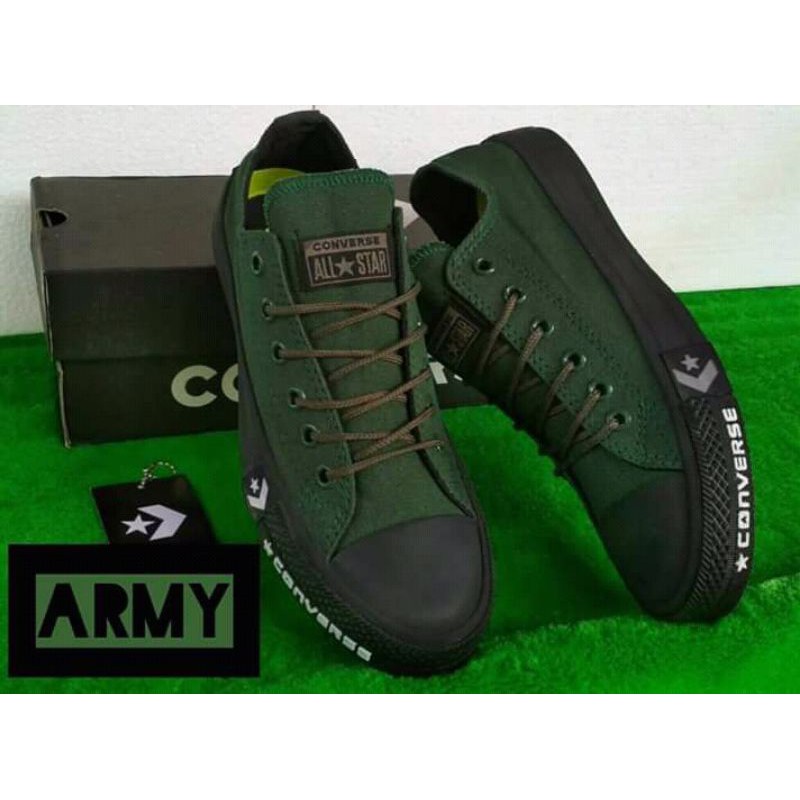 Jual Sepatu sneakers Converse All Star CT Hijau Army Hitam pria wanita ...