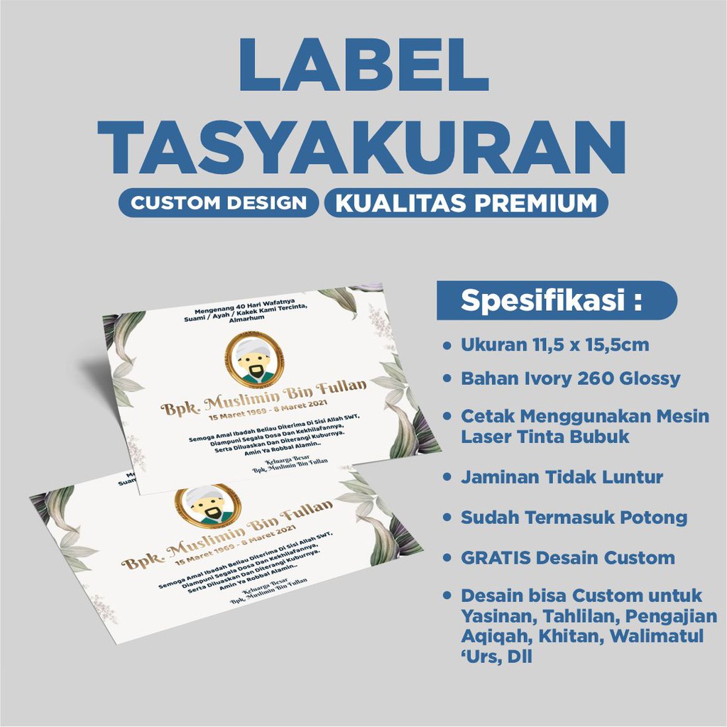Jual LABEL YASIN / TASYAKUR / WALIMATUL / PENGAJIAN | FREE DESAIN ...