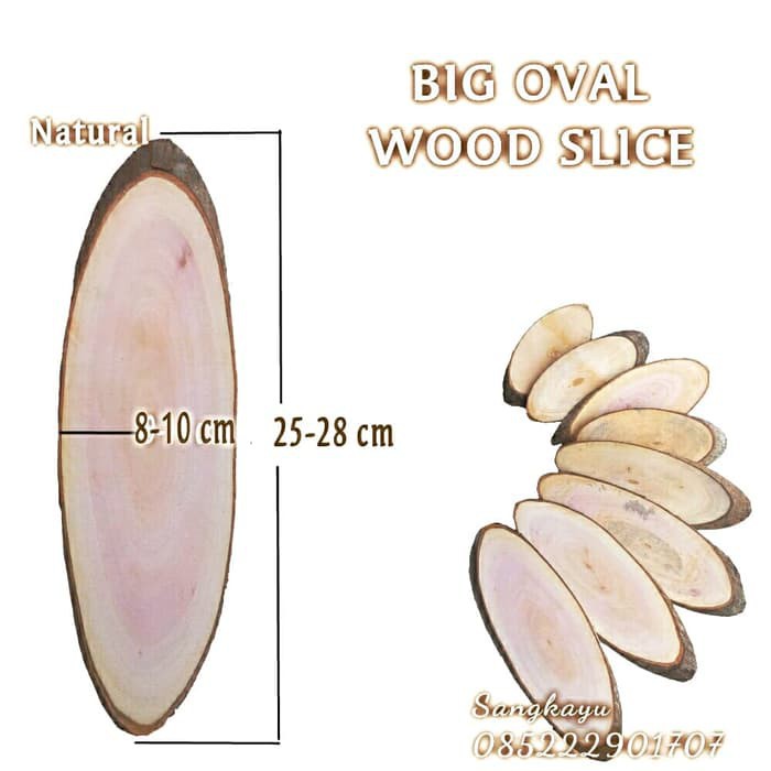 Jual Wood slice ovale big potongan kayu oval panjang 25-28 cm dekorasi ...