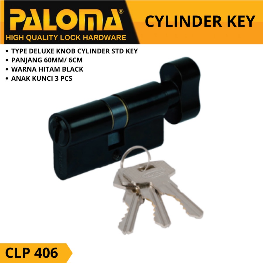 Jual Cylinder Knob Paloma CLP 406 DELUXE KC-SK 60MM Matt Black | Shopee Indonesia