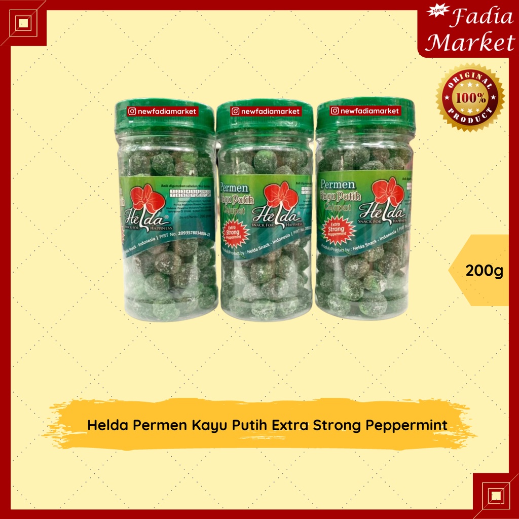 Jual Helda Permen Kayu Putih Extra Strong Peppermint 200g [Botol ...