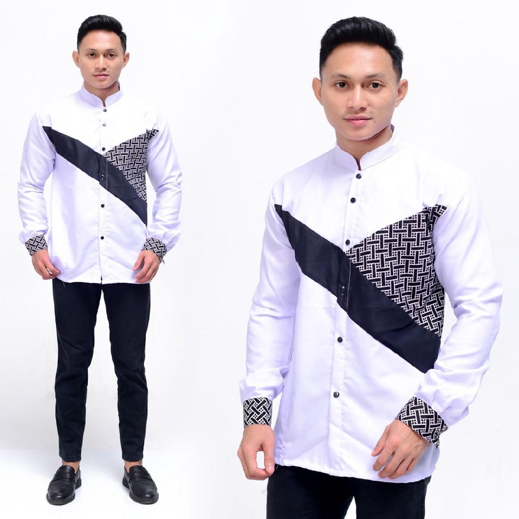 Jual Kemeja Koko Batik Lengan Panjang Kombinasi Batik Baju Taqwa Muslim ...