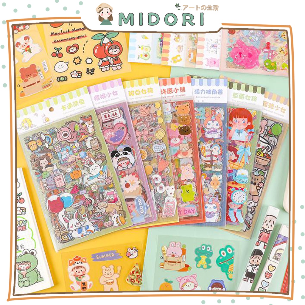 Jual [MIDORI] 6 Pcs CUTE CARTOON FOOD STICKERS PET DIY Diary Sticker Jurnal BUJO Planner Deco ...