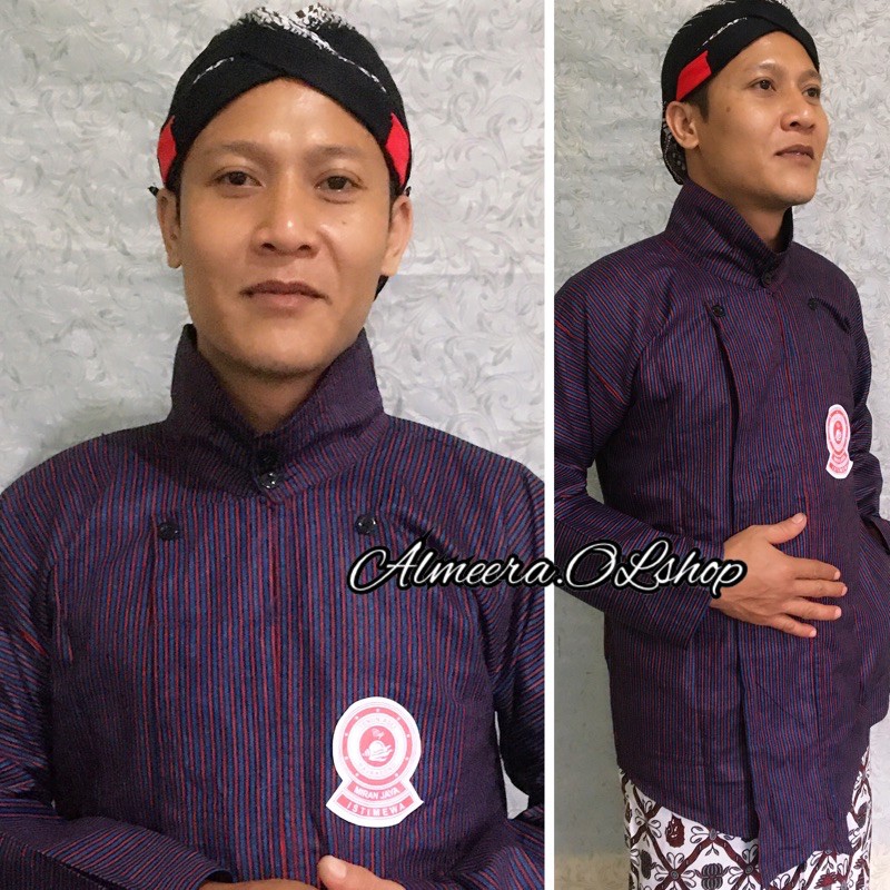 Jual baju jawa surjan lurik raja keong kombinasi warna merah hitam biru ...
