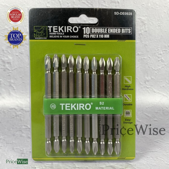 Jual Mata Obeng Angin Plus PH2x110mm Set 10pcs Tekiro / Double Ended ...