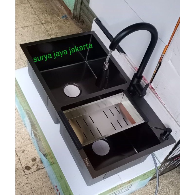 Jual Paket komplit kitchen sink INOBE 8245 BLACK " Original" / Kitchen ...