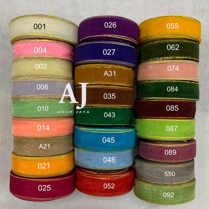 Jual Pita Organdi List Emas 3/4 Inch / 2 cm (20 YARD) | Shopee Indonesia