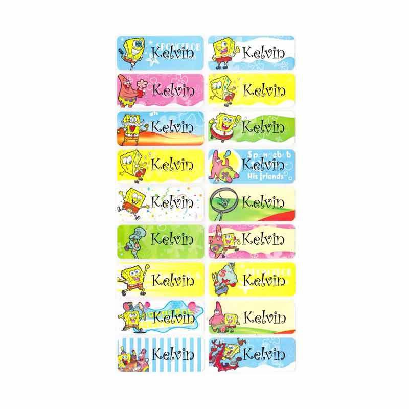 Jual Spongebob Label nama sticker label name waterproof | Shopee Indonesia