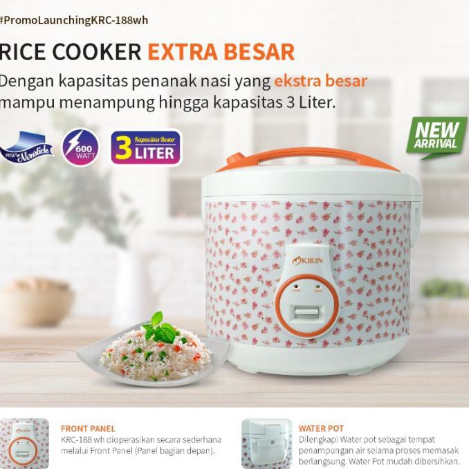 Jual Magic com/rice cooker KIRIN KRC-188WH 3 Liter Garansi Resmi | Shopee Indonesia