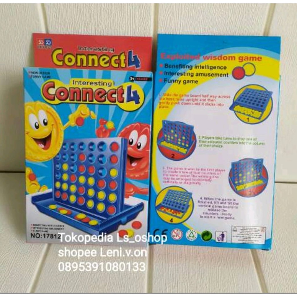 Jual Mainan Edukasi Game Line Up 4 Bingo Connect Four Board Tic Tac Toe ...