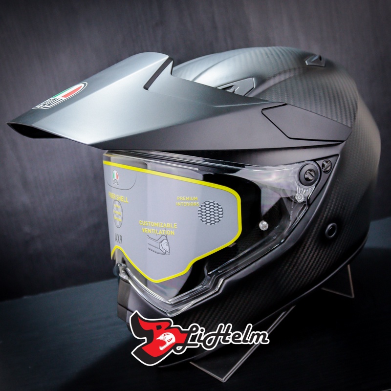 Jual AGV HELM SUPERMOTO AX9 CARBON | BLACK DOFF | DDRING | Shopee Indonesia