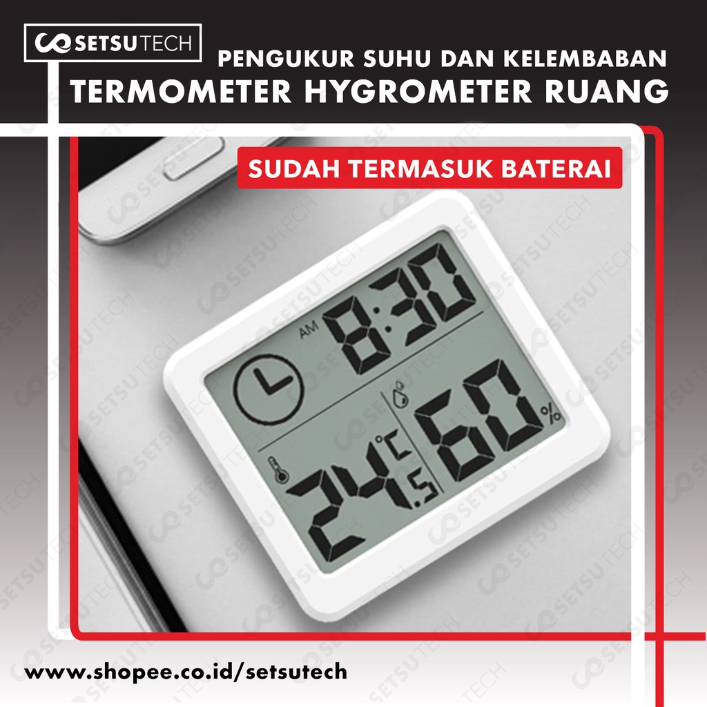 Jual Jam Termometer Ruang Hygrometer Pengukur Suhu Kelembaban ...
