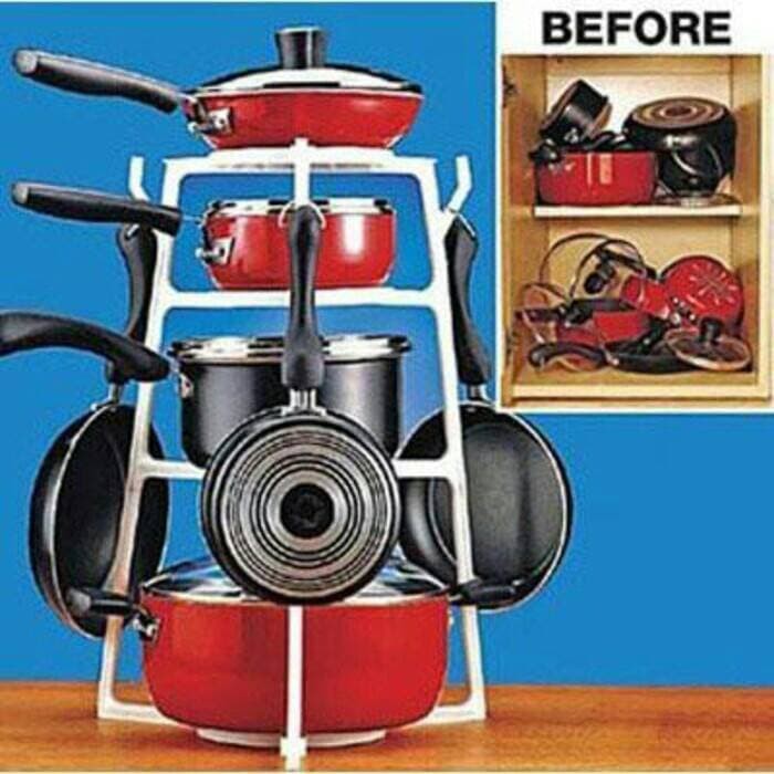 Jual Rak Panci Holder Organizer 4 Susun / Rak Dapur Susun Teflon Teko ...