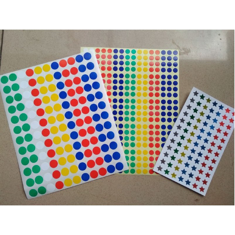Jual Sticker Lingkaran Bulat Bintang Warna Warni Dot Label 97 114 Star ...