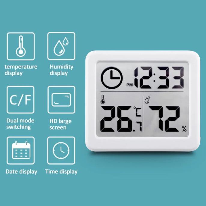 Jual Termometer Pengukur Suhu Ruangan Dinding Jam Alarm Digital ...