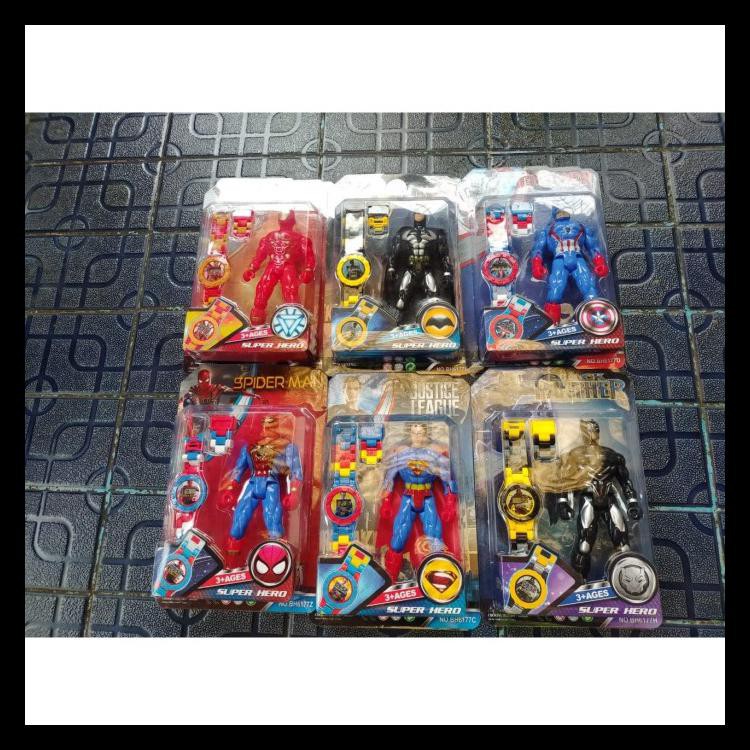 Jual Jam Lego Tangan Anak Plus Mainan Robot Superhero Batman Superman ...