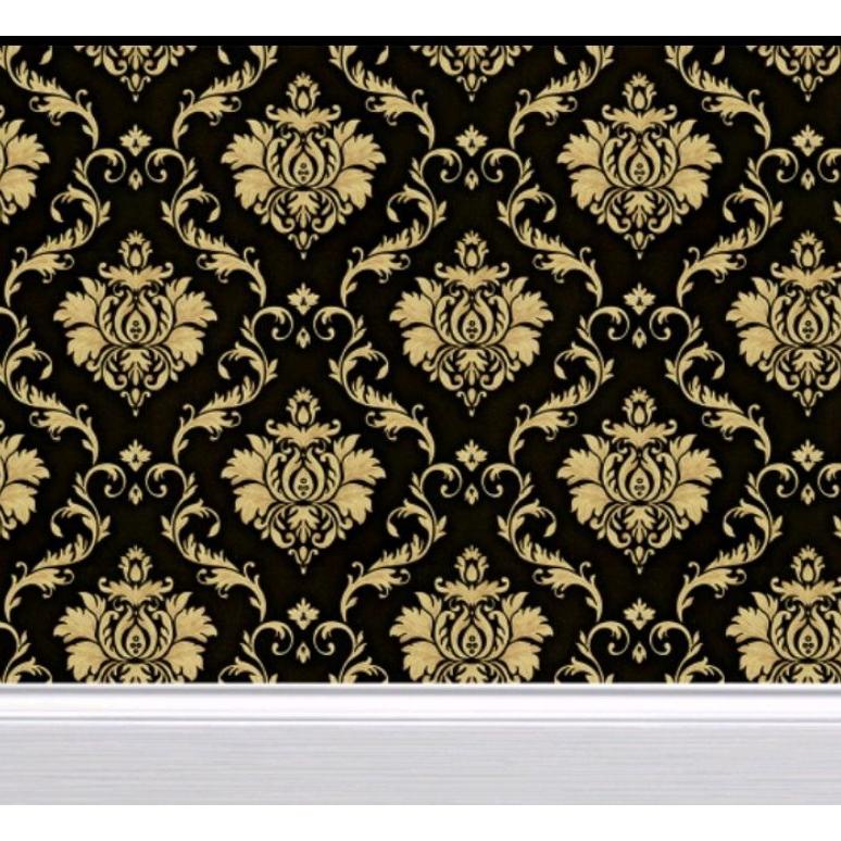 Jual Wallpaper Sticker Dinding Batik Gold Hitam Motif Zy052 | Shopee ...
