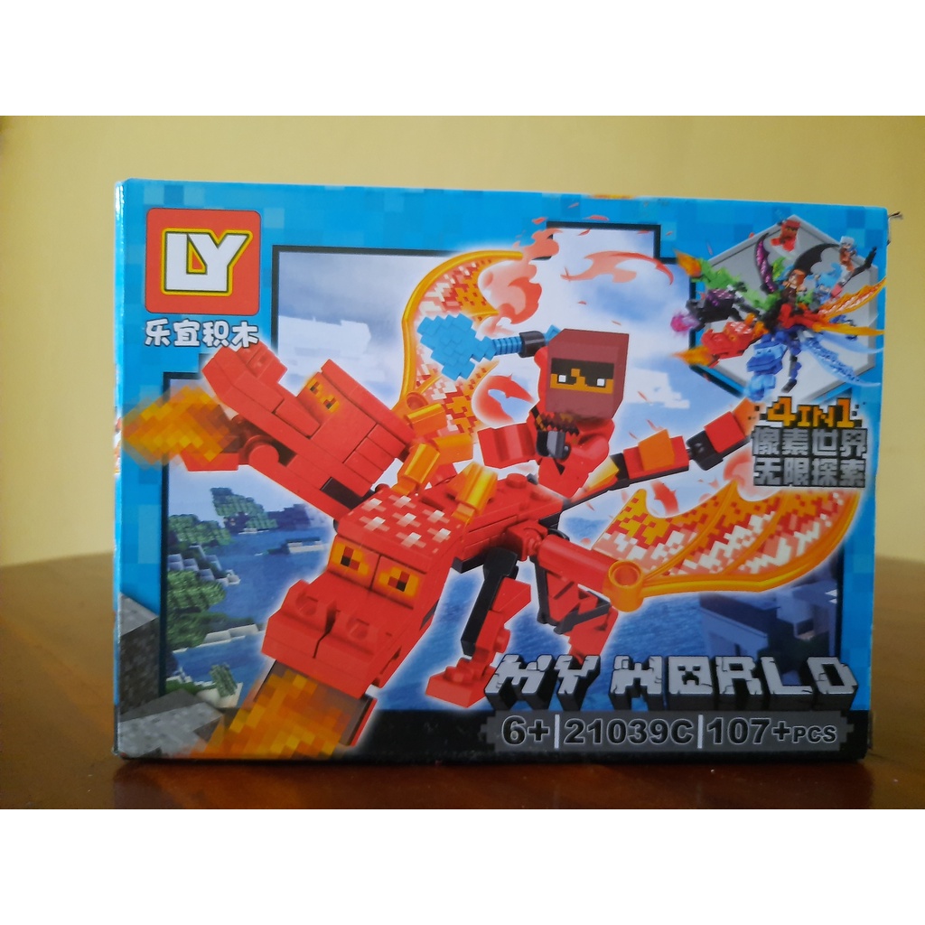 Jual Brick Dragon Naga My World LY 21039C Merah Kepala Dua | Shopee Indonesia
