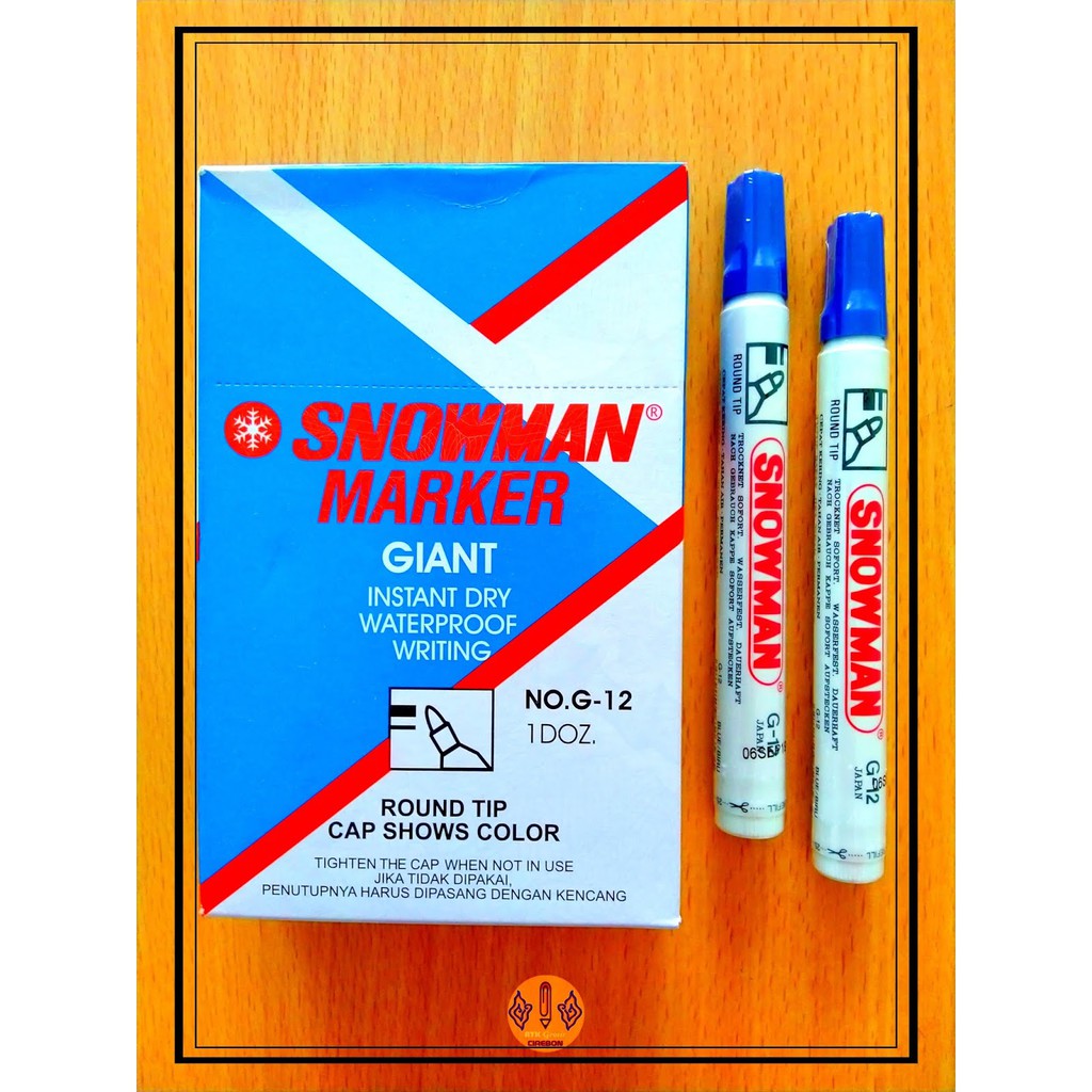 Jual Spidol Warna Permanent Snowman G-12 Permanent Marker Biru | Shopee ...