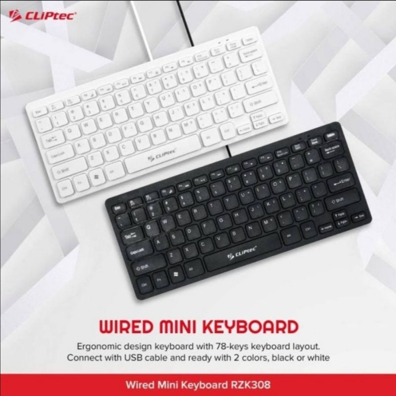 Jual Cliptec RZK308 USB Keyboard Mini Multimedia Wired Compact | Shopee ...