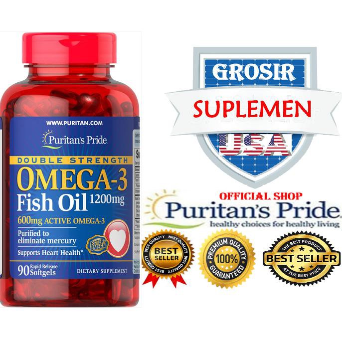 Jual Double Strength Omega 3 Fish Oil (90 Softgel) - Puritan's Pride USA ORIGINAL | Shopee Indonesia