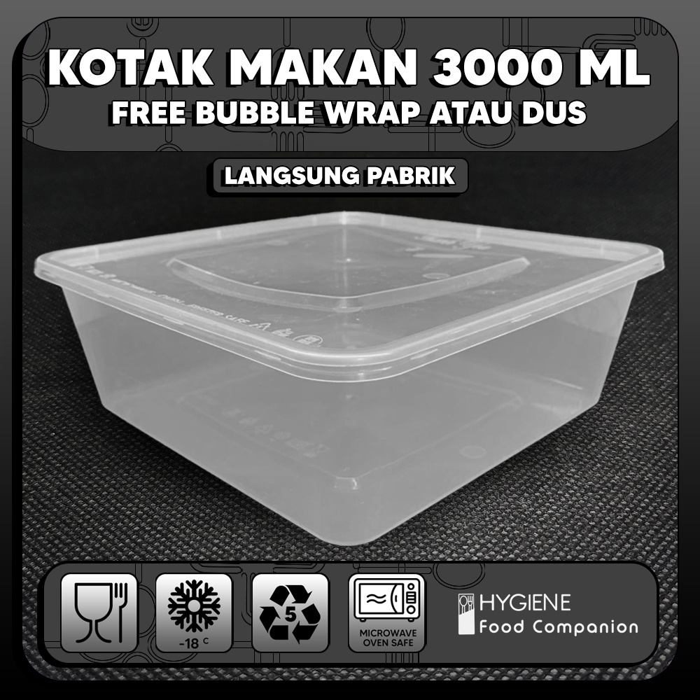 Jual Thinwall 3000 Ml Persegi Kotak Makan Plastik Food Container