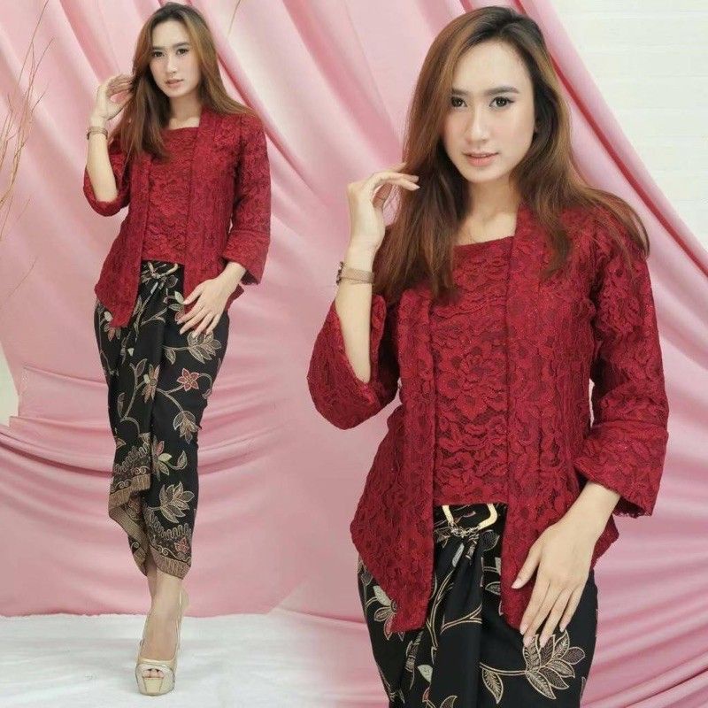 Jual SETELAN KEBAYA KUTUBARU BROKAT MODERN / KEBAYA KARTINI MIX ROK LILIT / KEBAYA ENCIM NATALAN ...