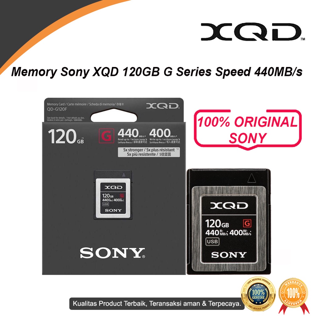 Jual Memory Card Sony XQD 64GB 120GB G Series Speed 440MB/s Original ...
