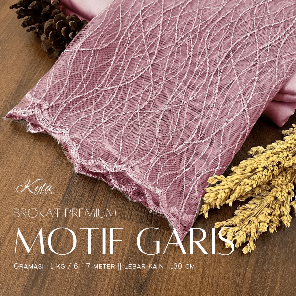 Jual 1/2 METER BROKAT TILE PRANCIS MOTIF GARIS/BAHAN KEBAYA/BAHAN ...