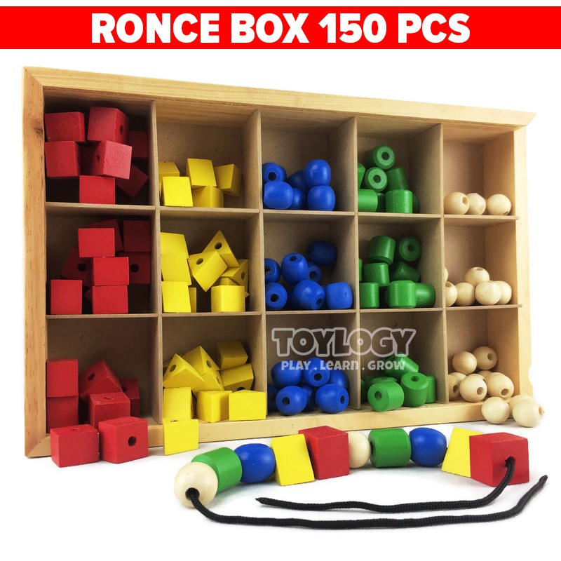 Jual Mainan Edukasi Anak Ronce Box Balok Kayu Ronche Meronce Bentuk 150 ...