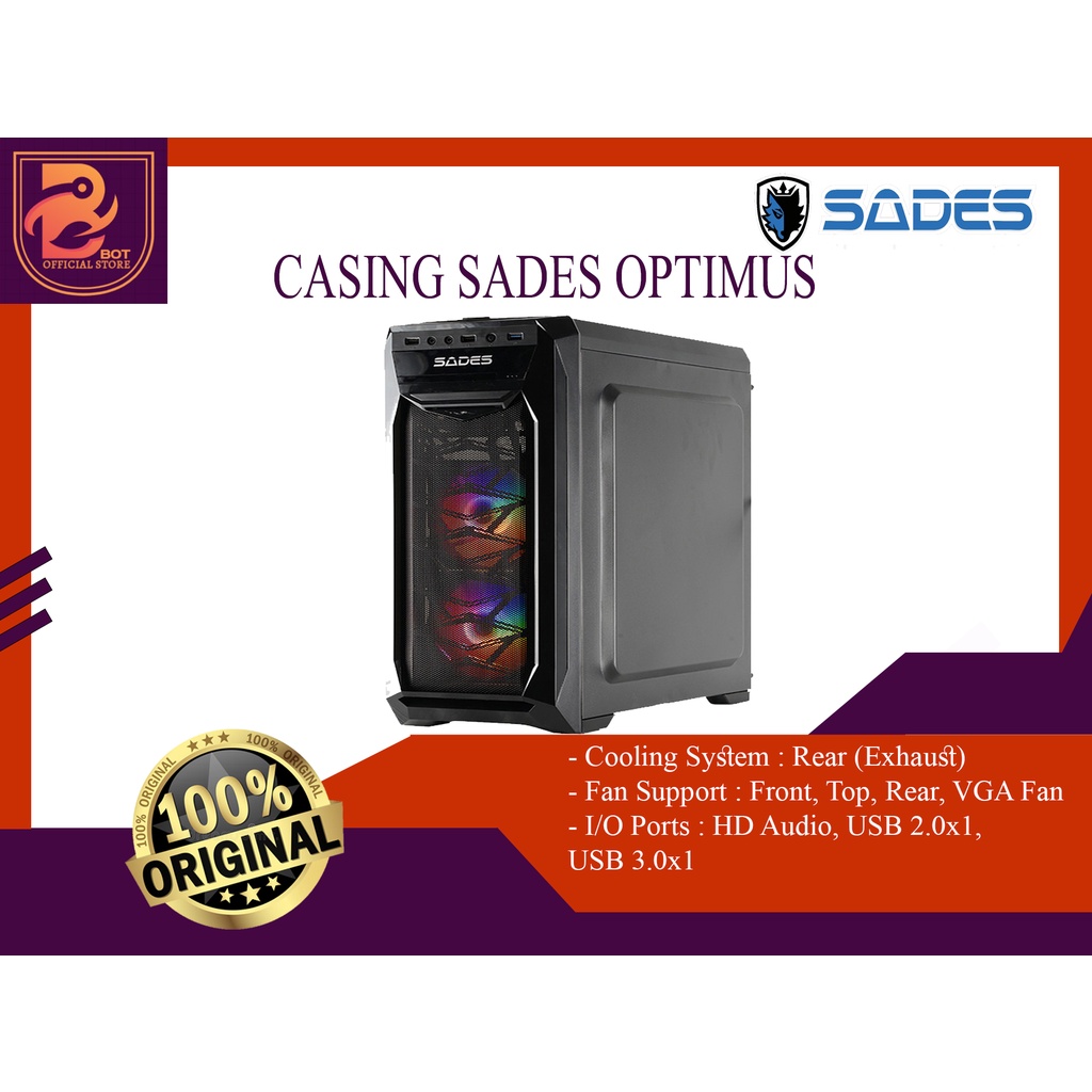 Jual Sades Optimus RGB Gaming | Casing Case PC Komputer Gaming Original ...