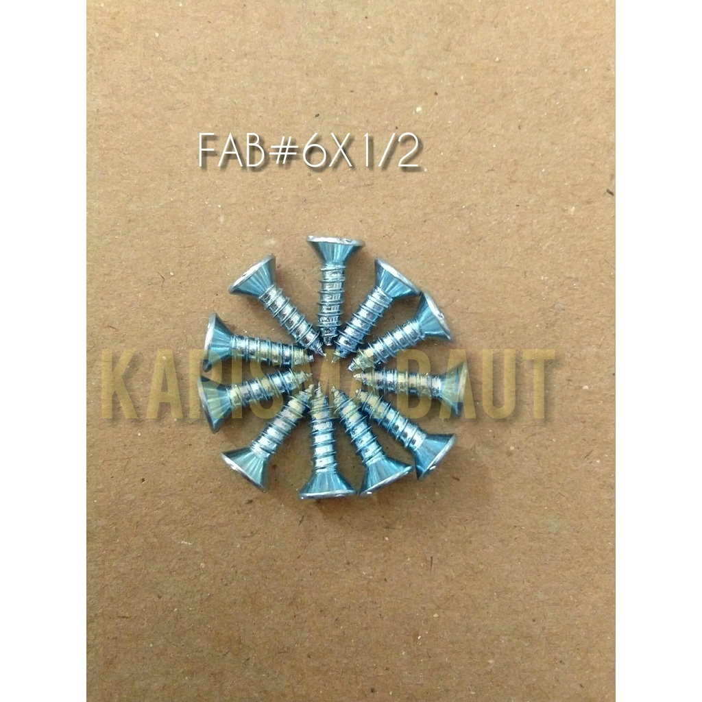 Jual Sekrup FAB #6X1/2/ skrup tapping F (obeng +) | Shopee Indonesia