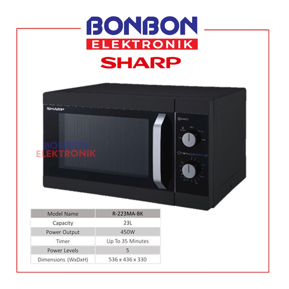Jual Sharp Microwave Solo R-223MA-BK 23 Liter 450 Watt / R 223MA BK 23L ...