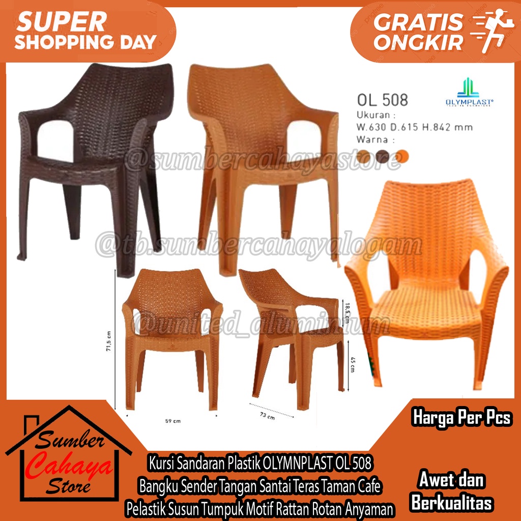 Jual Kursi Sandaran Plastik OLYMNPLAST OL 508 Bangku Sender Tangan ...