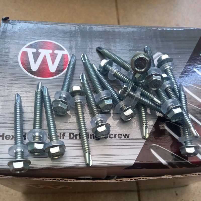 Jual baut drilling 12x45 merk W, 1pack isi 400pcs baut galvalum, baut ...