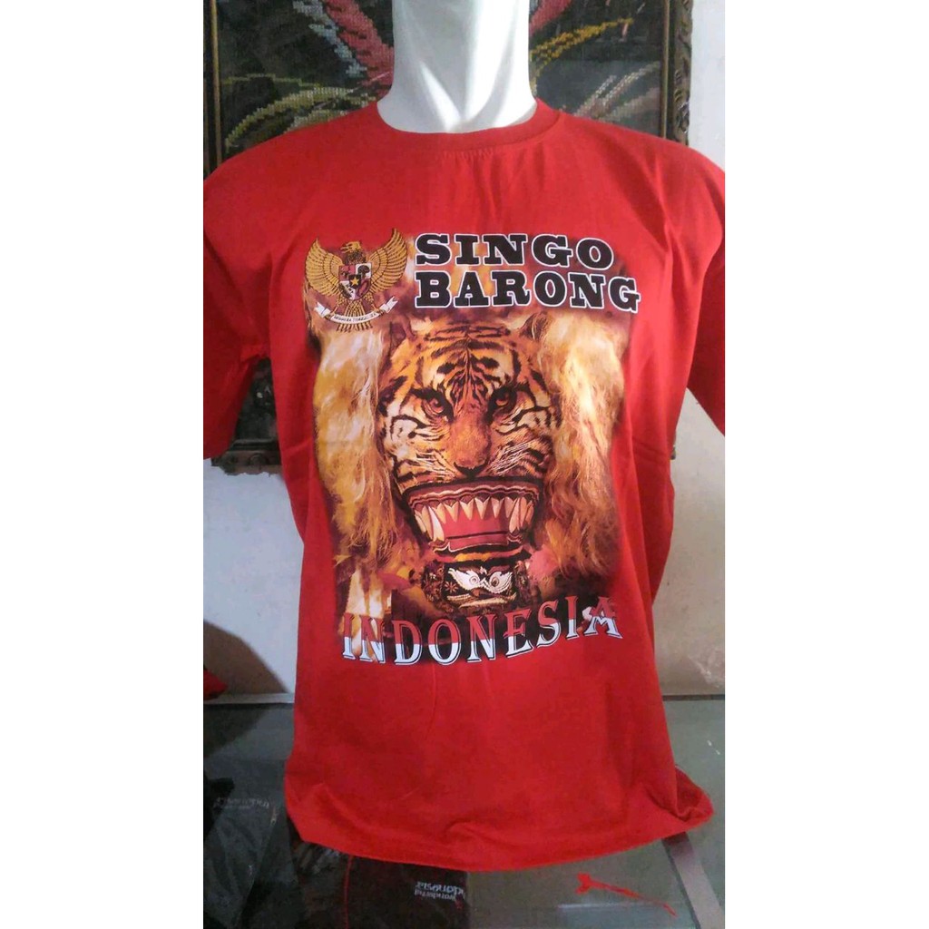 Jual KAOS REOG MERAH GAMBAR SINGO BARONG | Shopee Indonesia