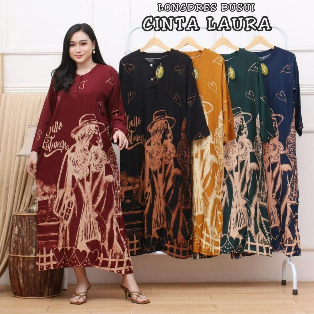 Jual Daster Lukis Panjang Longdress Santung Rayon Kekinian Daster ...