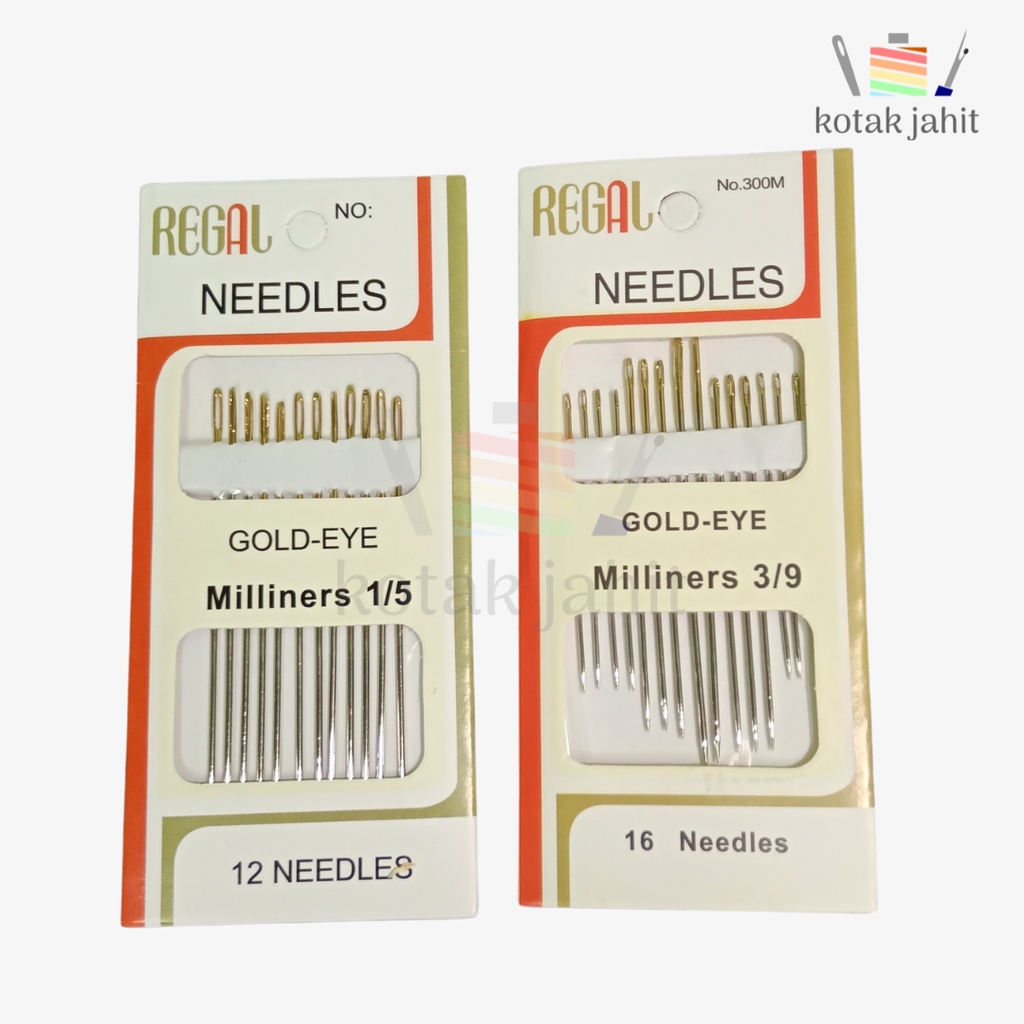 Jual Jarum Jahit Tangan Merk Regal TQLYRA Miliners Gold Eye Ujung Emas ...