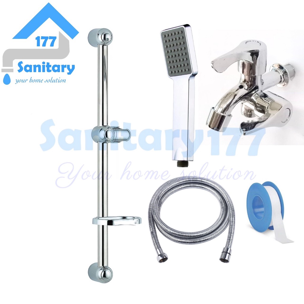 Jual Tiang shower minimalis kotak T-BT7 & kran cabang Db- Handshower ...