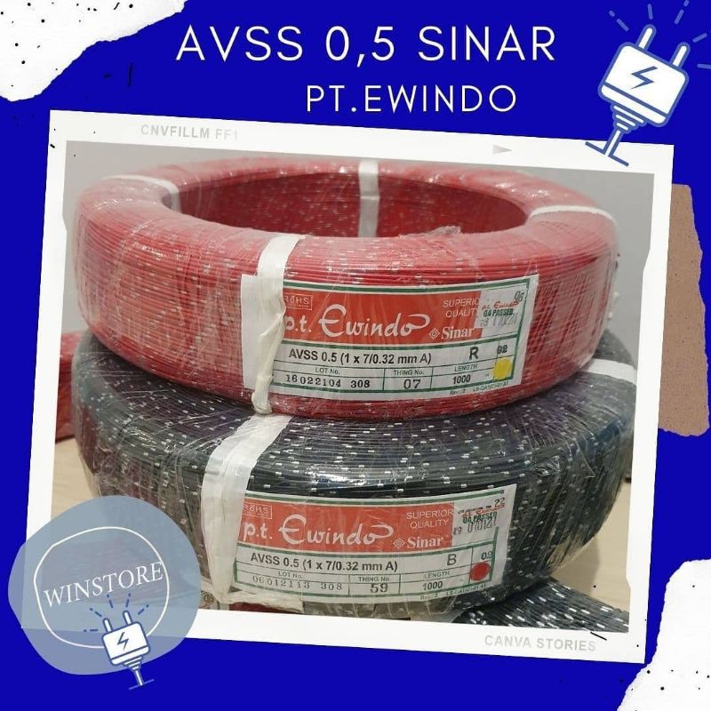 Jual KABEL AVSS 0,5 AVSS 0.5 SINAR 1000 M 1 ROLL MERAH HITAM | Shopee Indonesia