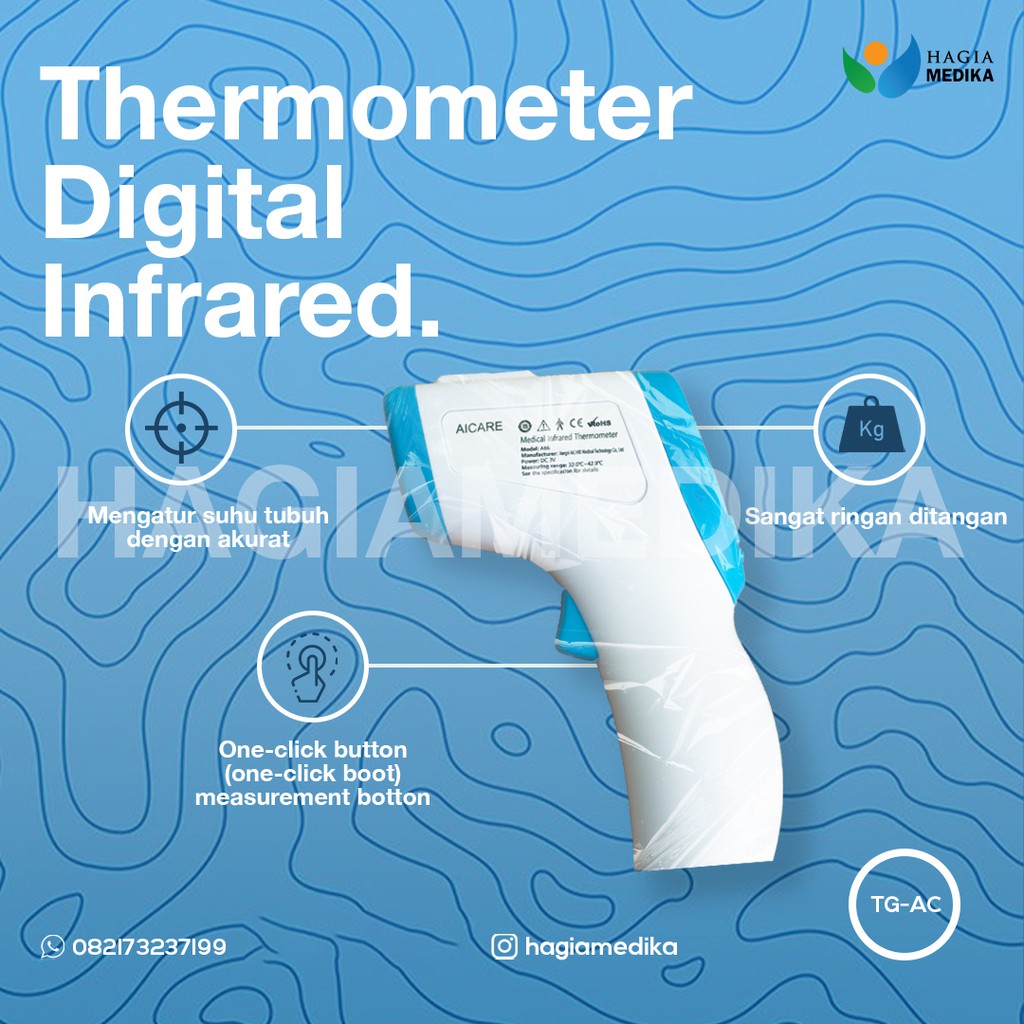 Jual Thermogun Termometer Pendeteksi Suhu Infrared Merk Aicare | Shopee ...