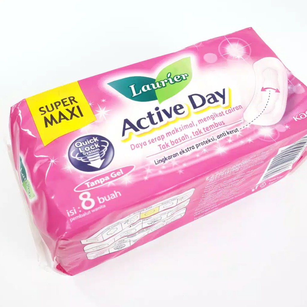 Jual LAURIER ACTIVE DAY SUPER MAXI NON WING ISI 8 PCS | Shopee Indonesia