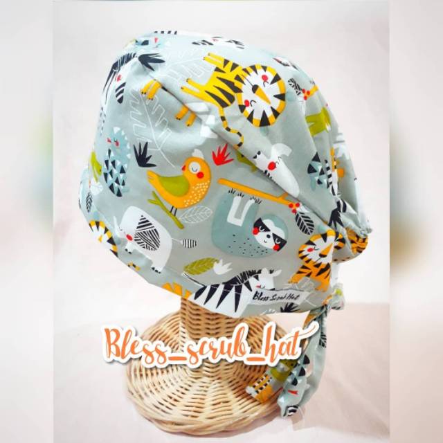Jual Topi Bedah / Nurse Cap/ Surgeon cap/ Topi Bedah motif / zebra grey ...